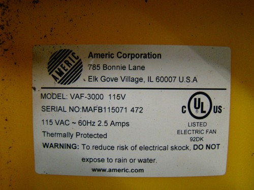 Americ 115V Industrial Ventilator VAF-3000 | eBay