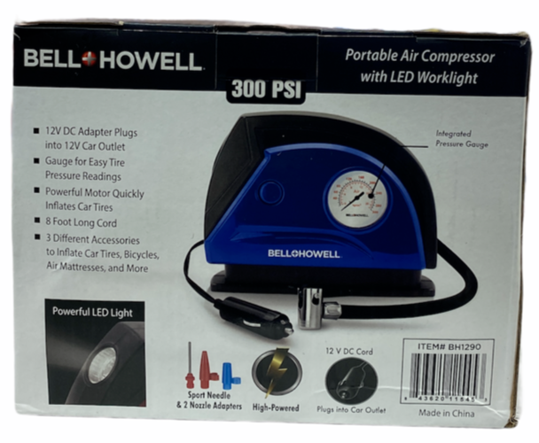 Bell Howell 12V DC Portable Air Compressor w/ LED Worklight 300PSI for ...