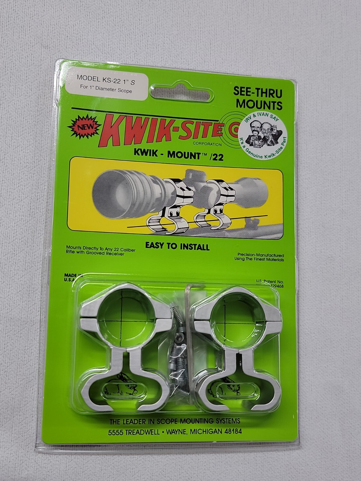 KWIK-SITE See Thru scope rings 1" silver for .22 caliber scopes KS-22 1 ...