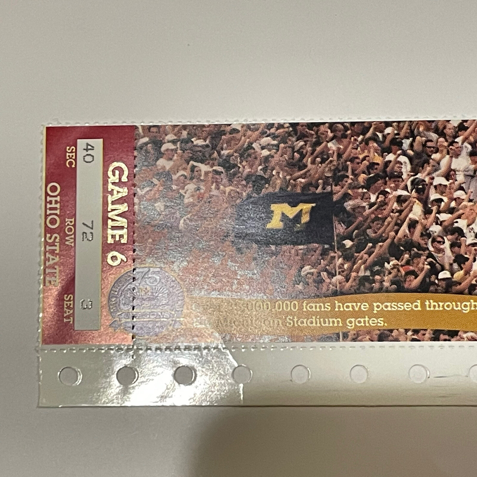 FULL 2001 Michigan v Ohio State THE GAME Original Football Ticket UofM ...