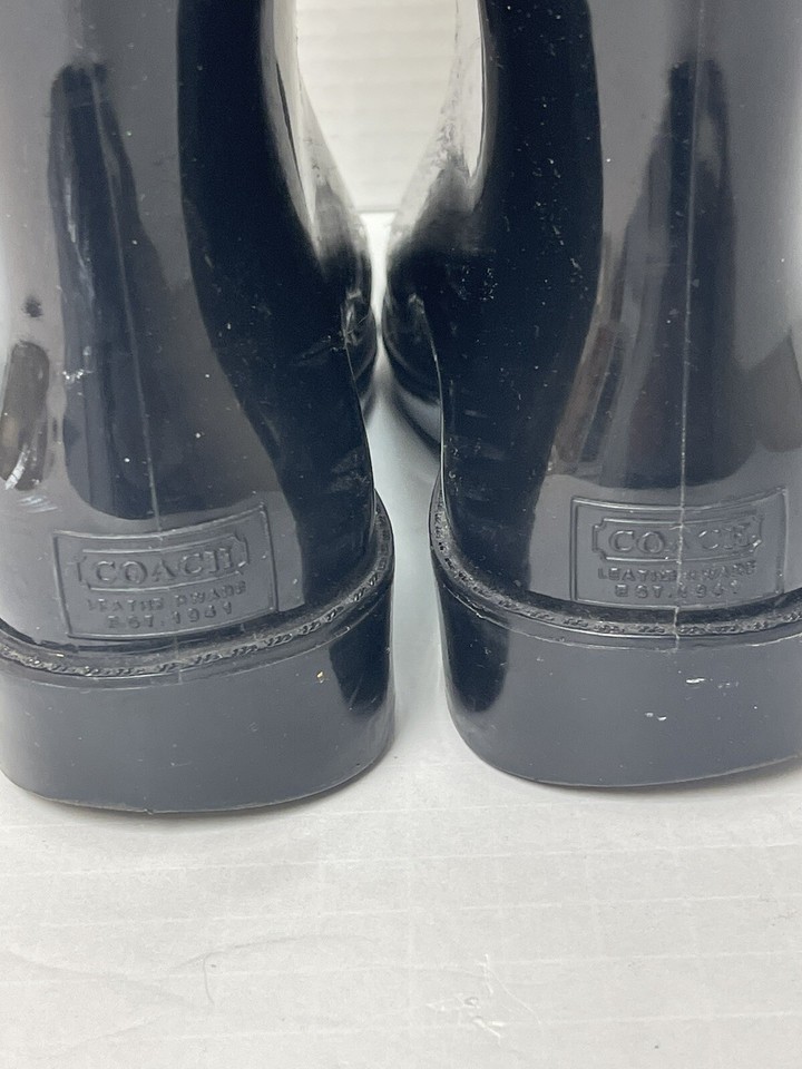 Coach Sz 8 Tall Rubber Riding Wellington Rain Boots Preppy Classic ...