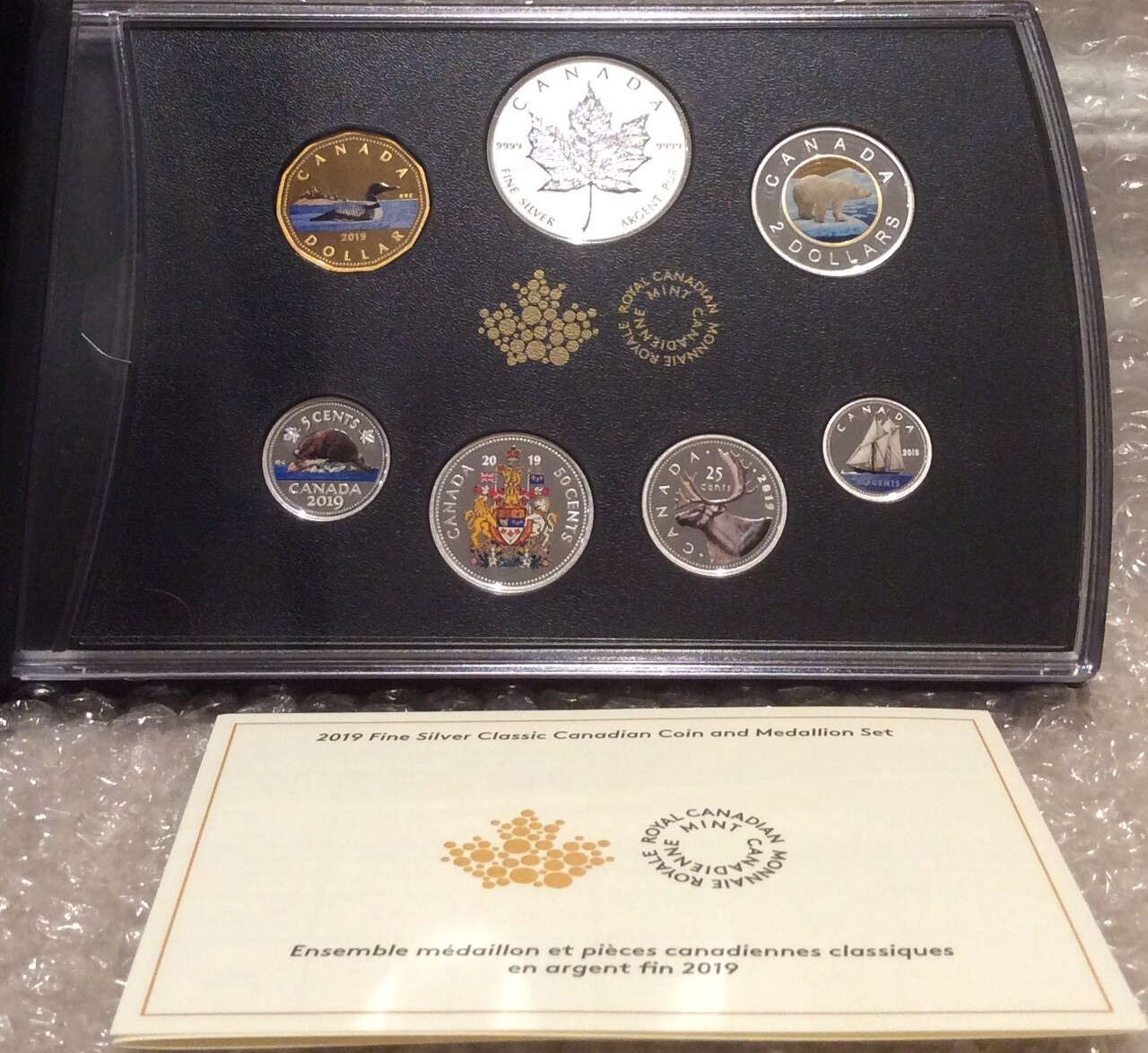 2019 Pure Silver Colourised Coin Set: Classic Canadian Proof 7Pieces ...