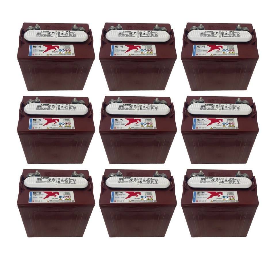 Set of 9 | Trojan T-875 T875 8 Volt 170 Ah Flooded Lead Acid Deep Cycle Battery | eBay