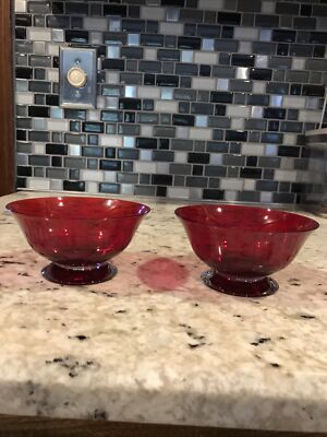 Pair Of Morgantown Ruby Red Monroe Finger Bowls 4.5” Rare / 1930’s | eBay