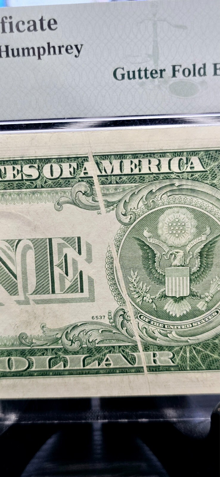 1935-E Fr#1614 $1 Silver Certificate GUTTER FOLD ERROR IN THE BACK ...