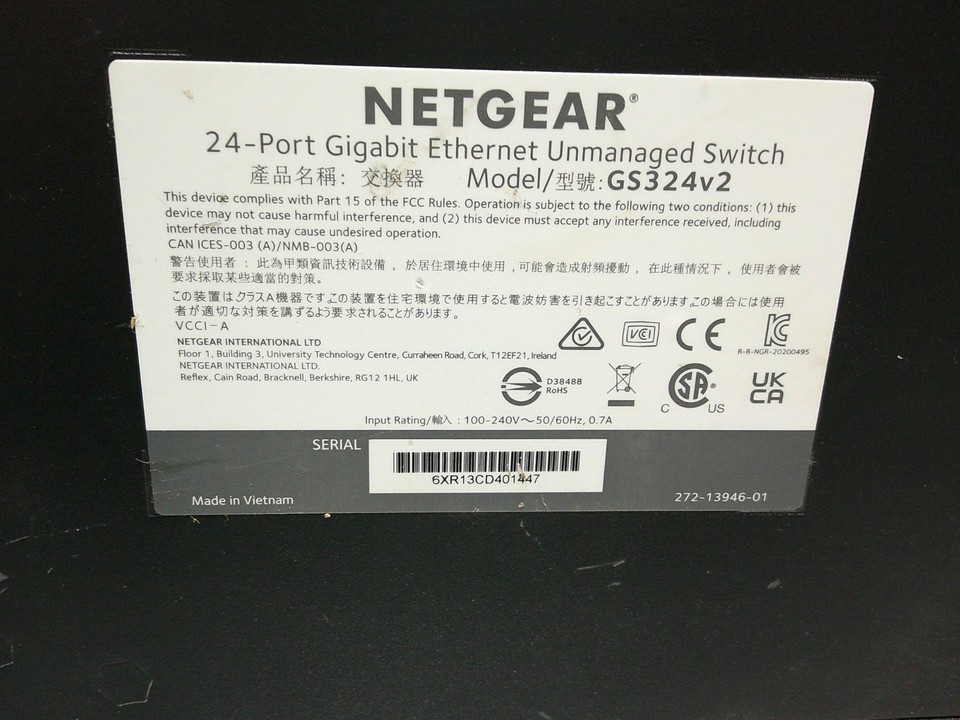 NETGEAR GS324v2 24-Port Gigabit Ethernet Unmanaged Switch GS324 | eBay