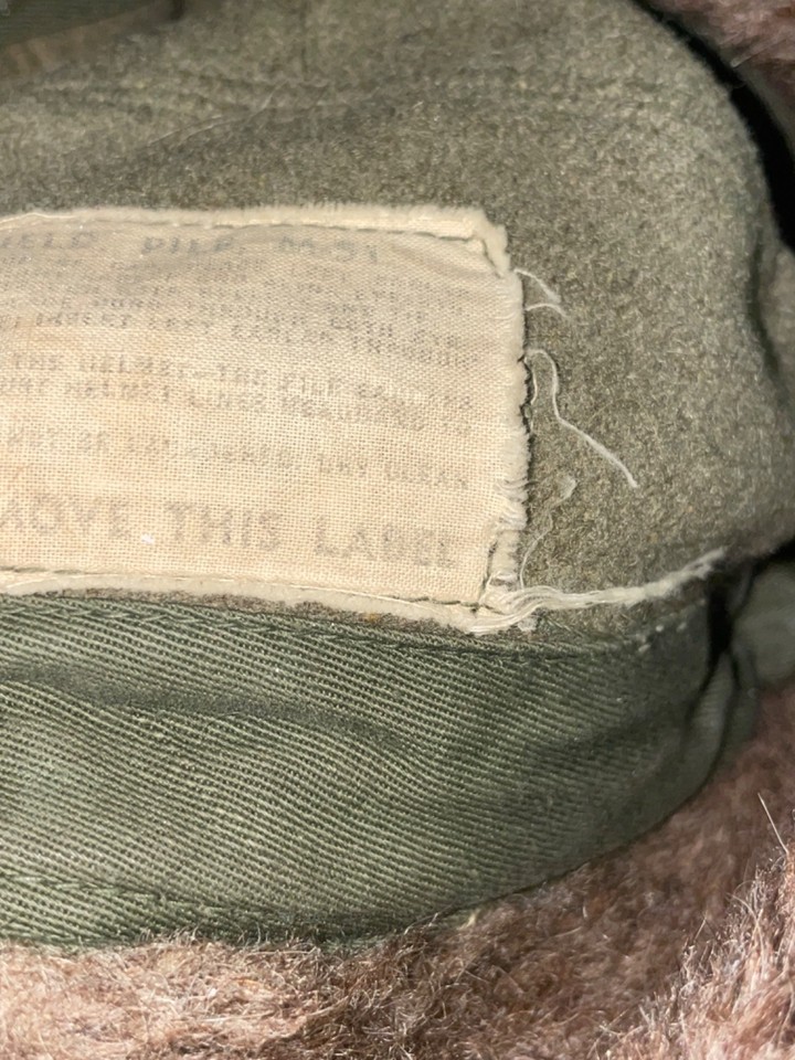 Original US Military M-1951 Korean War Era OD Pile Cap M51 Cold Weather ...