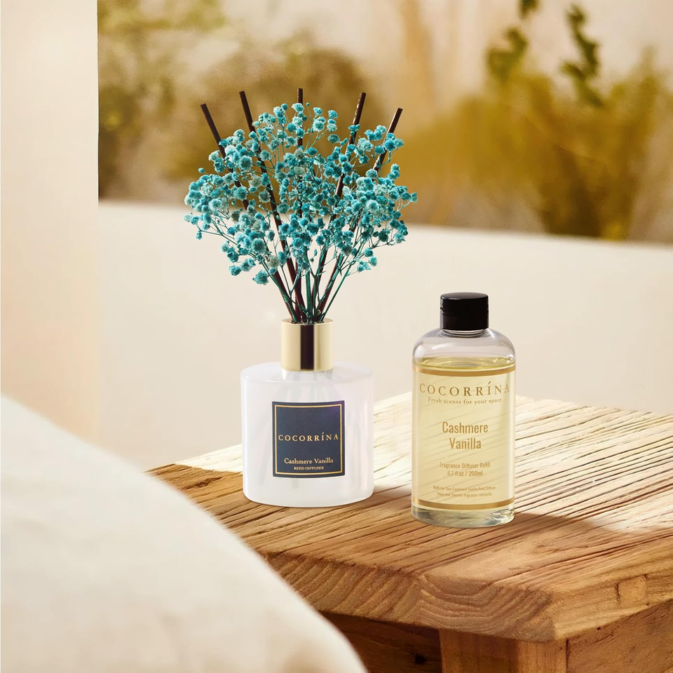 Premium Reed Diffuser Set with Preserved Baby'S Breath & Cotton Stick ...