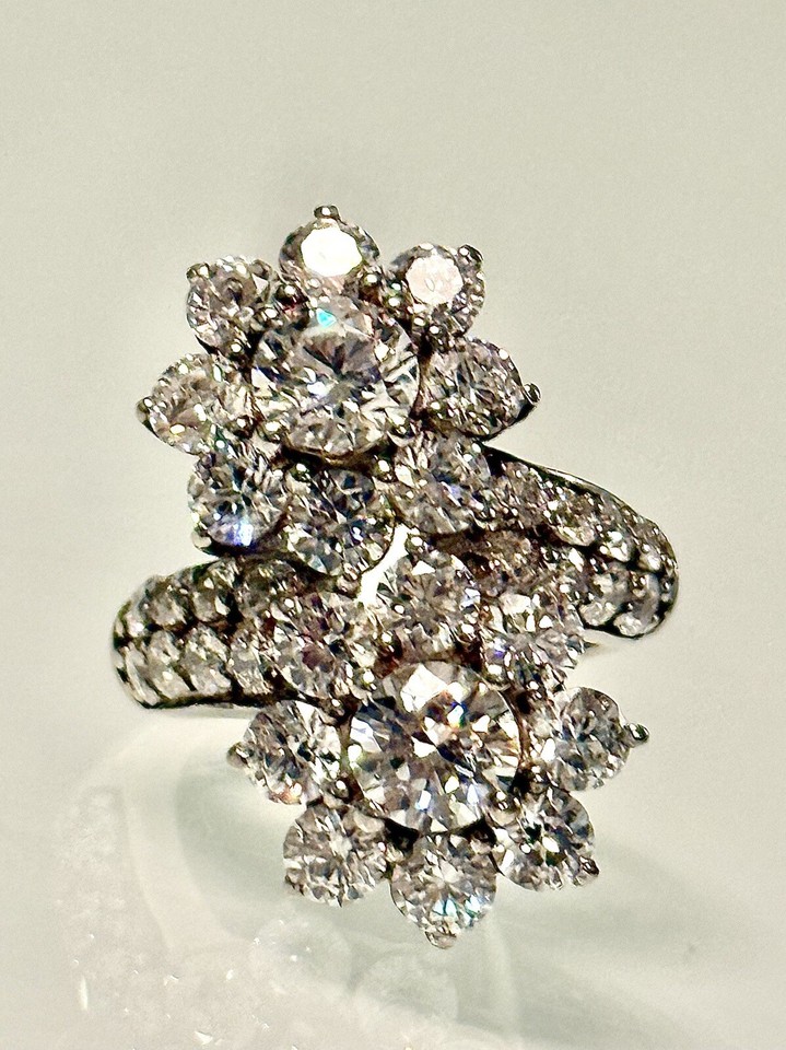 D’jOY 925 SS DOUBLE FLOWER CZ BYPASS RING SZ 5- 8 GRAMS | eBay