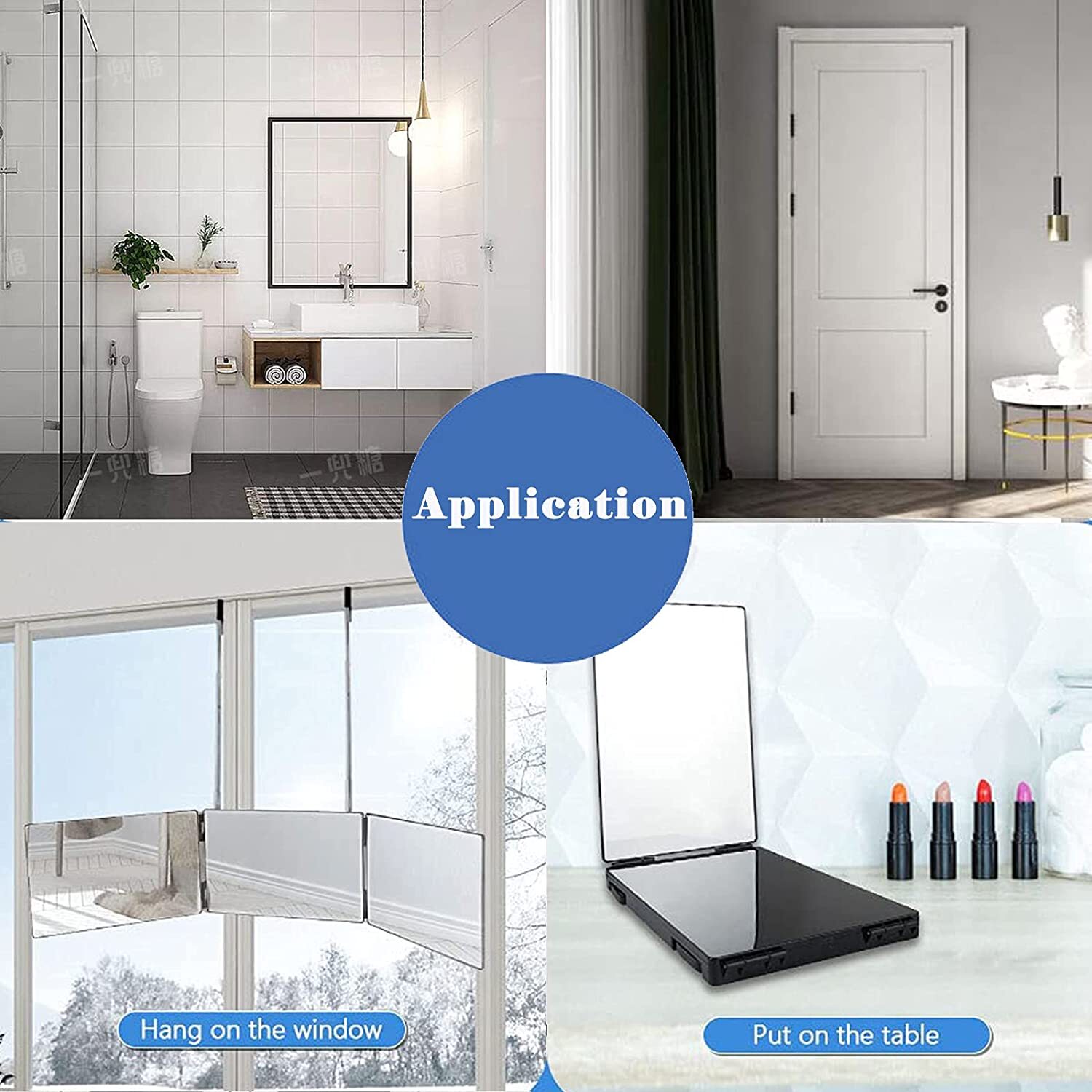 Adjustable Height Brackets 3 Way Trifold Mirror 360° Barber Mirror ...