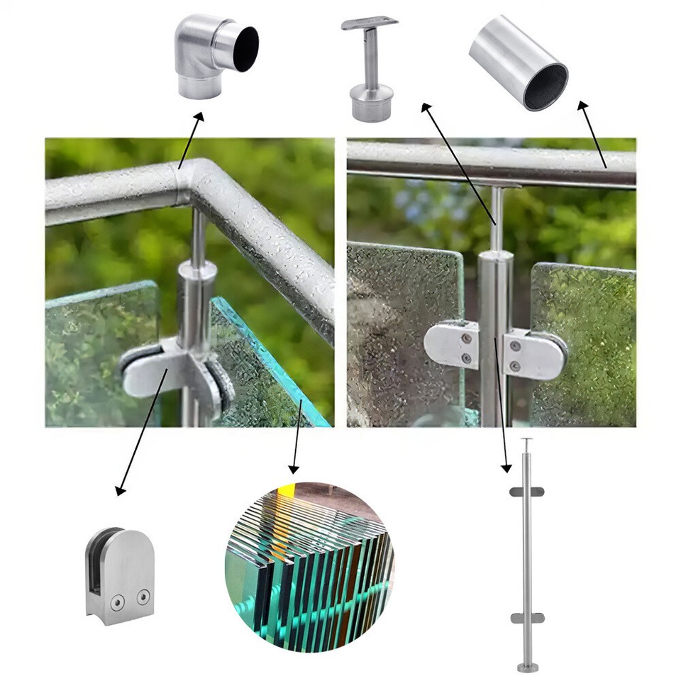 Handrail Steel Pipe Grab Rail Balustrade Staircase Banister Fitting ...