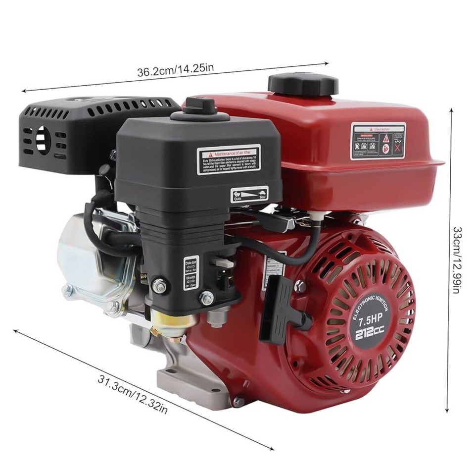 4 Stroke Gas Engine Motor 212cc 7.5HP Go Kart Engine Pull Start Mini ...