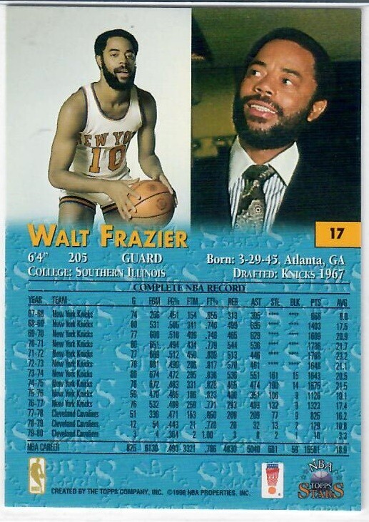 1996-97 NBA Topps Stars Walt Frazier Basketball Card. #17 | eBay