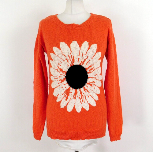 TU Orange Daisy Jumper Size 10 Bright Soft Large Flower | eBay UK