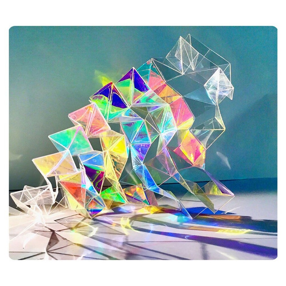 Transparent Iridescent PET Sheet Window Film Rainbow For DIY Shopping ...