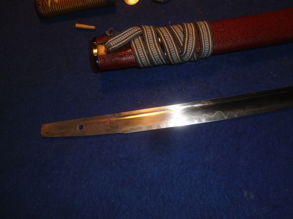 Japanese sword tanto, dagger in mountings, mumei, bohi engravings | eBay
