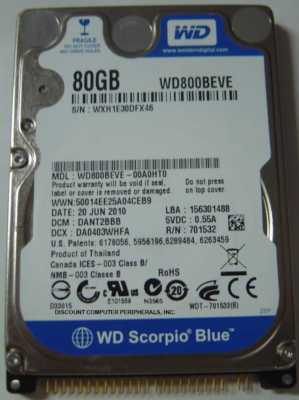 NEW 80GB 2.5 inch IDE 44PIN 9.5MM Hard Drive WD WD800BEVE NOS USA ...