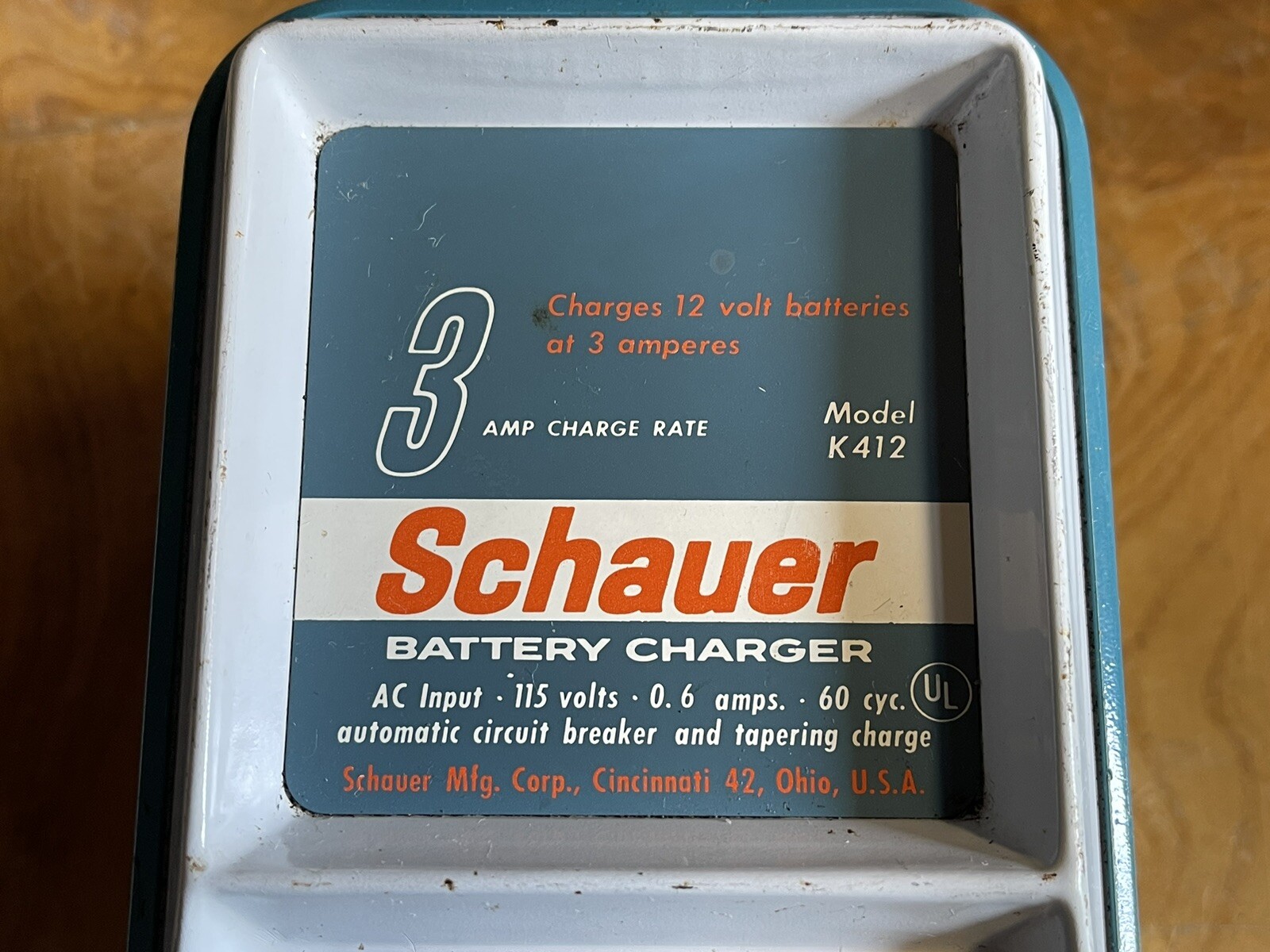 Vintage SCHAUER Battery Charger * Charges 12 volt batteries 3 AMP Model ...