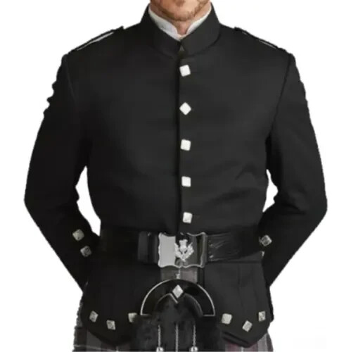 Men's Black Kenmore Doublet Jacket – Scottish Military Piper & Drummer ...