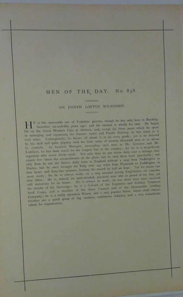 Vanity Fair SPY Print Sir Joseph Loftus Wilkinson, No. 858, Nov. 20 ...