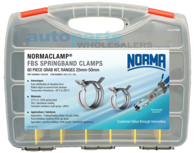 NORMA FBS CONSTANT TENSION SPRING BAND HOSE CLAMPS 80 PIECE GRAB KIT ...