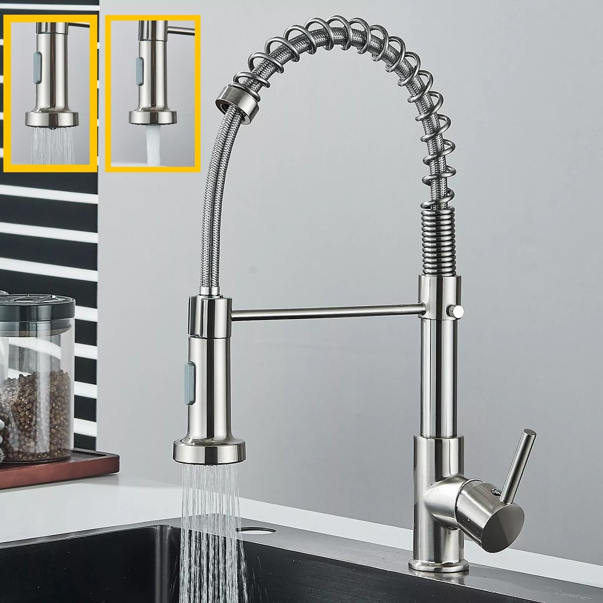 Pull Out Kitchen Faucet Brushed Nickel Norton Polished Nickel Single