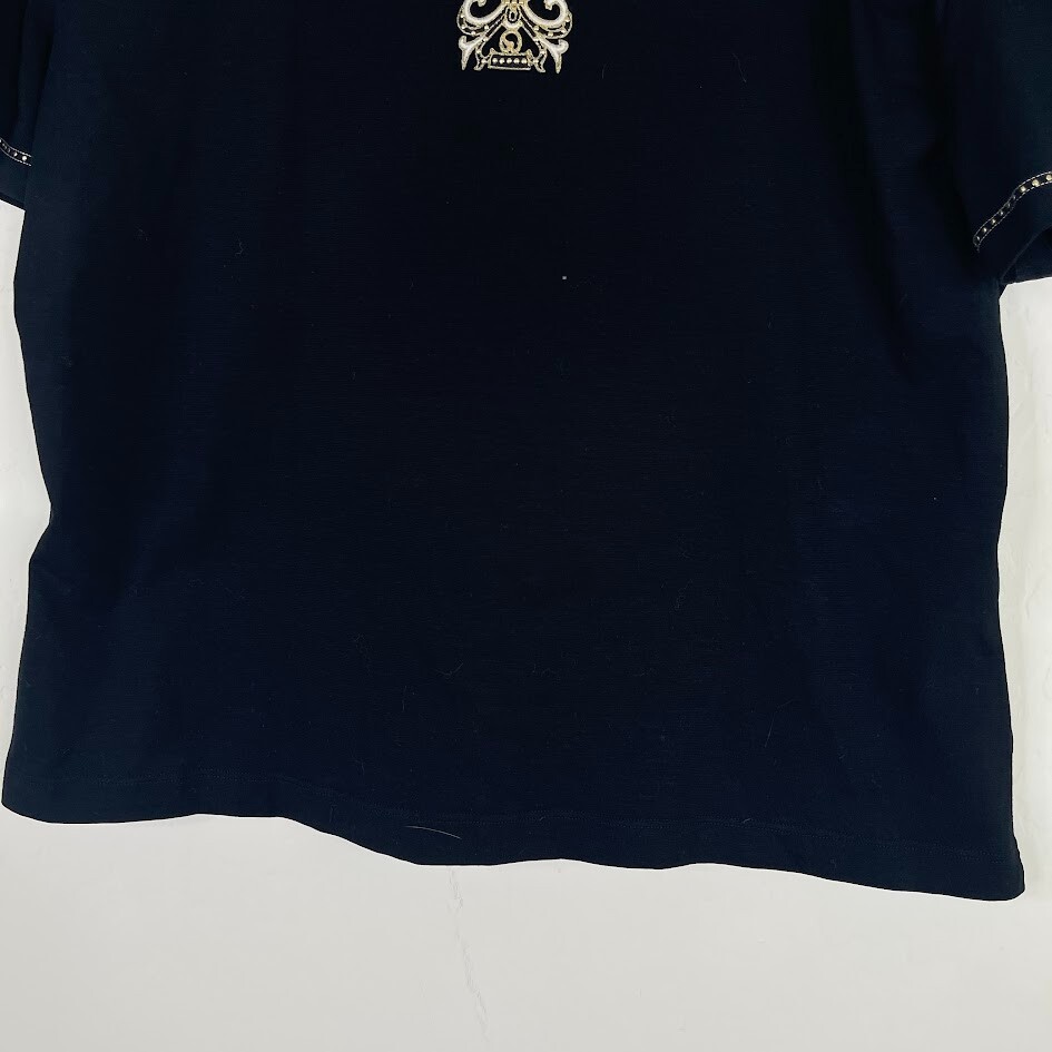 St John Sport Womens Rhinestone Embellished Tee Shirt Top Size L Black ...