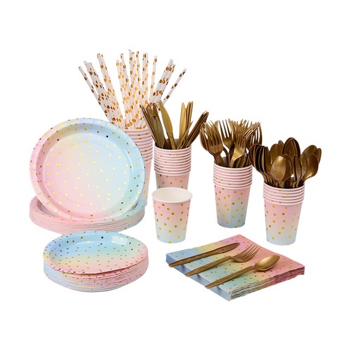 Disposable Tableware Set for 25 Guests Disposable Paper Birthday ...