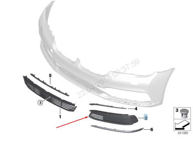 BMW 7 G11 Front Bumper Left Grille 51117369407 7369407 2016 OEM for ...