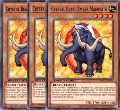 Yugioh - Crystal Beast Amber Mammoth x 3 - 1st Edition NM - Free Holo ...