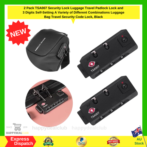 2 Pack TSA007 Security Lock Luggage Travel Padlock Lock and 3 Digits ...