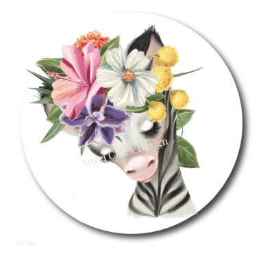 Cute Spring Flowers Zebra Girl Stickers Safari Zebra Favors Envelope ...