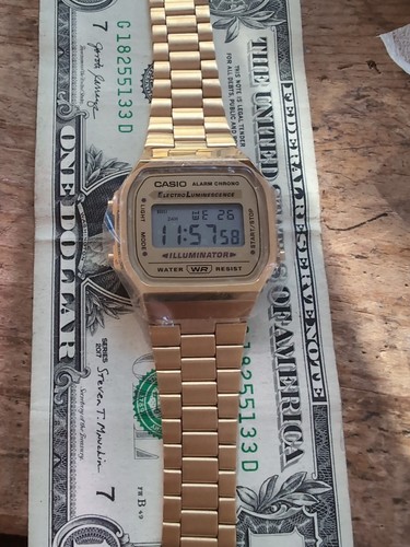 Casio A168 Gold Watch Alarm Chrono WR | eBay