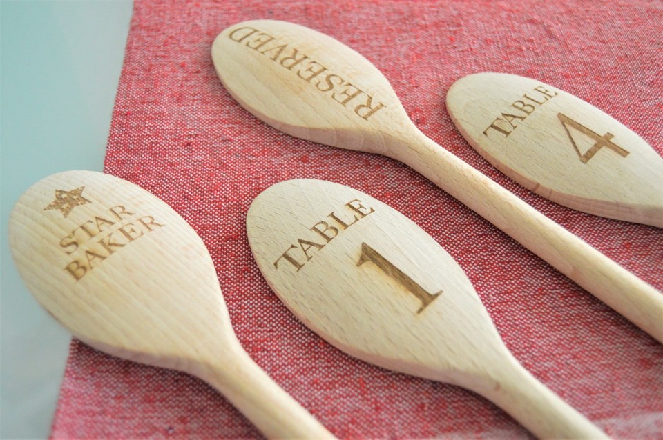 Engraved Wooden Spoon - Table Number Design for Weddings Restaurants ...