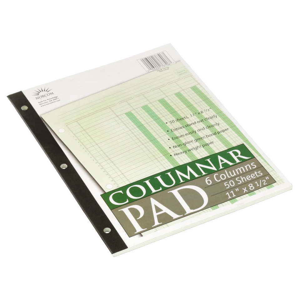 Columnar Ledger Pad, 6 Columns, 8.5" X 11", Letter Size, 50 Sheets | eBay