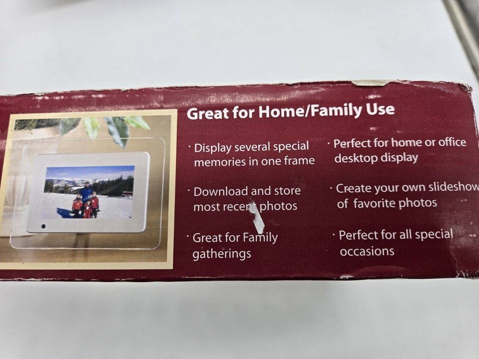 ADS 7” DIGITAL PHOTO FRAME PLAYER COMPATABLE W/MP3,SD,MMC,CF W/REMOTE ...