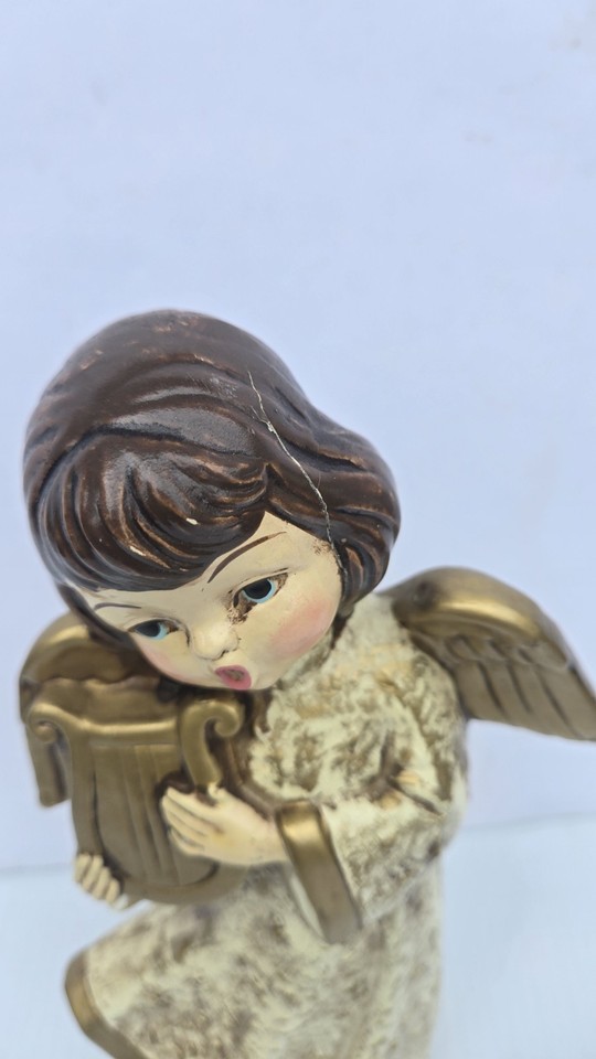 Vintage Chalkware Gold And White Choir Angel Girl Statue Christmas ...