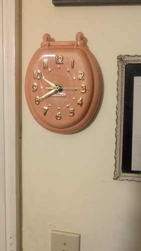 1950s New in Box Johnny Clock toilet seat wall clock Spartus electric ...