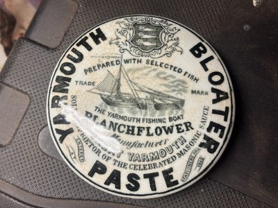 60720 Old Vintage Antique Printed Pot Lid Bloater Paste Blanchflower ...