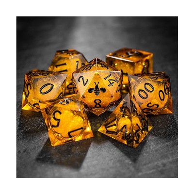 Crystal Maggie Dice Liquid Core Poly Set - Yellow Sand Bee w/Black (7 ...