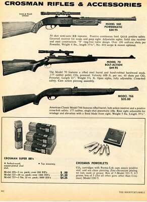 1977 Print Ad of Crosman Air Rifle BB Pellet Gun Model 500 Powermatic ...