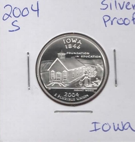 2004-S IOWA STATE SILVER QUARTER STRAIGHT FROM PROOF SET ACTUAL COIN ...