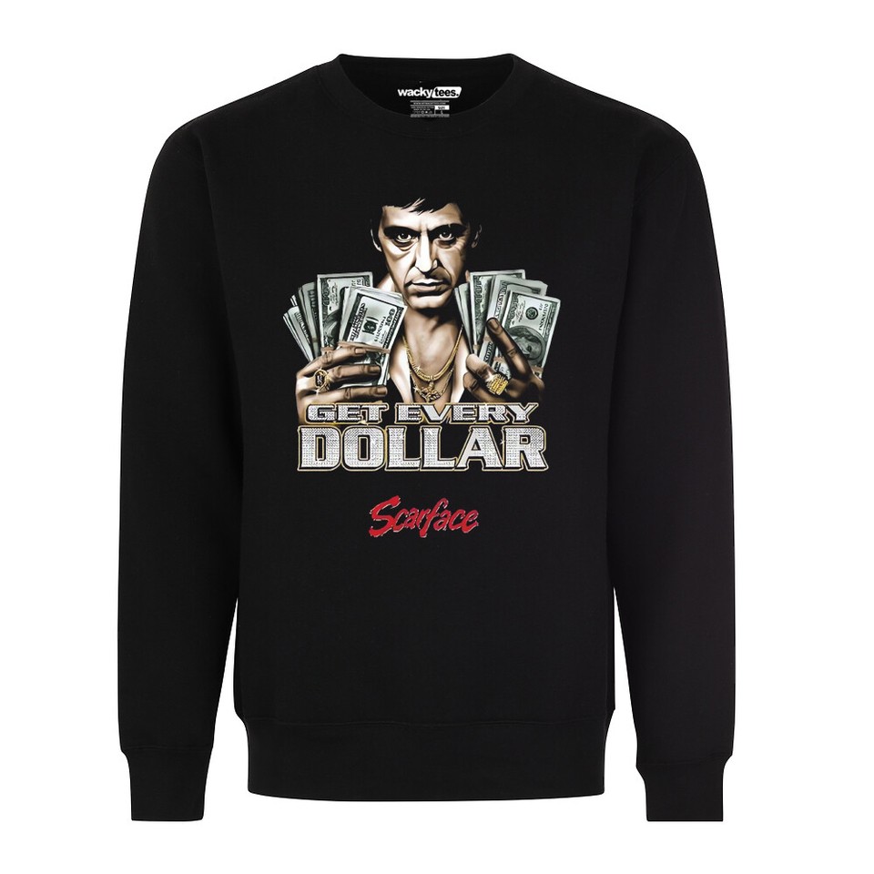 Scarface Tony Montana 80s Distressed Get Every Dollar Graphic Hoodie ...
