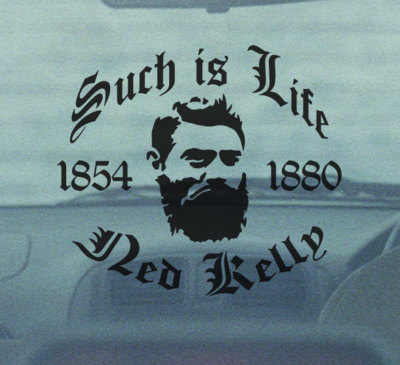 2 x 420x370 Black Option 1 Aussie Outlaw Such is Life Ned Kelly Decal ...
