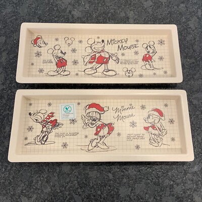Disney Set of 2 Mickey and Minnie Mouse Bamboo Rectangular Serving ...