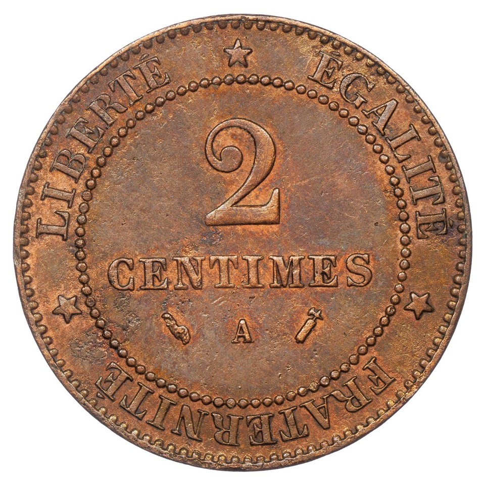 France 2 Centimes Cérès 1891 A Paris Bronze AU F.109/17 Gad.105 KM.827 Coin | eBay