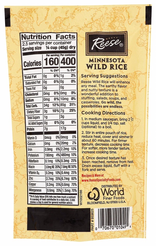 Reese - All Natural - Minnesota Wild Rice - Paddy Grown - Non GMO - 4oz ...
