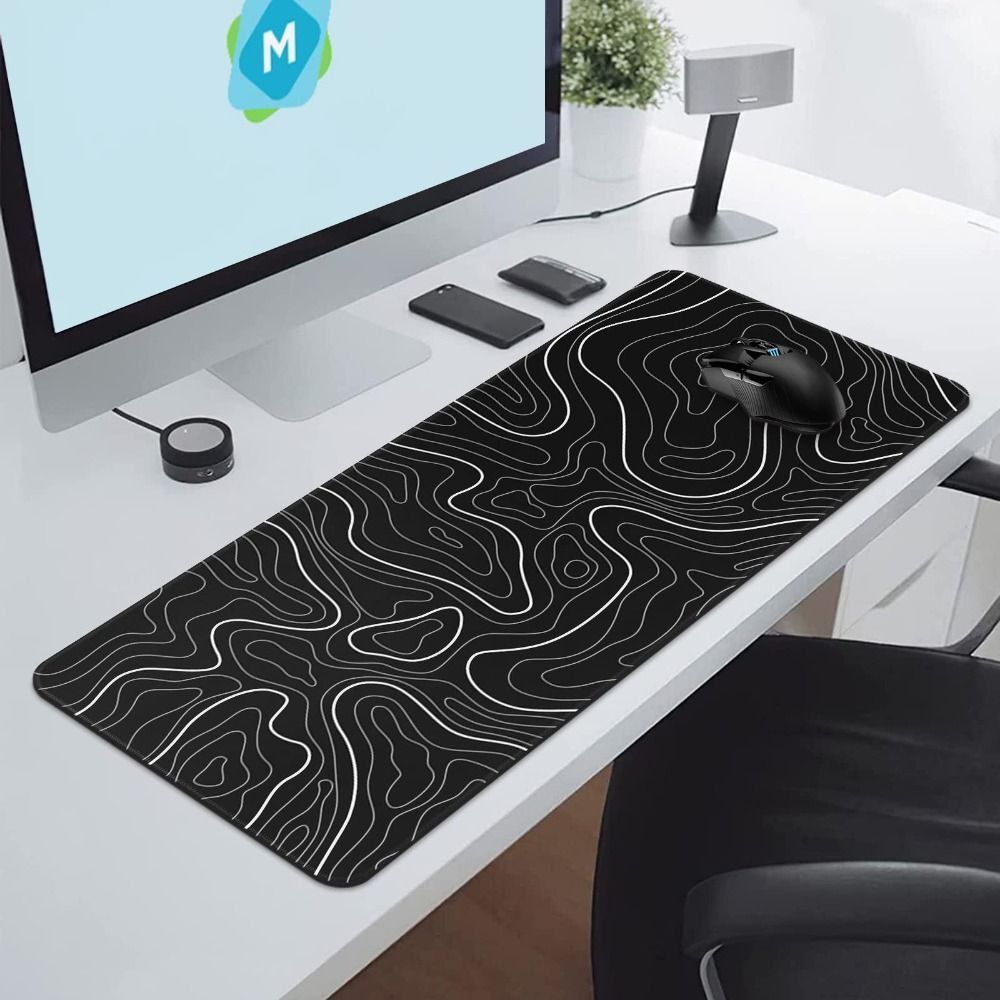 Edges Gaming Large Line Pattern Desk Pad Mice Mat Black White Mouse Pad ...