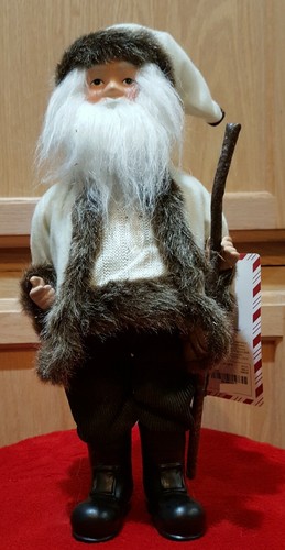12" Woodsman Santa Figurine w/Ivory Coat & Tan Fur | eBay