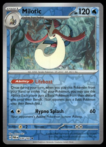 Milotic #036/182 Reverse Holo SV04: Paradox Rift Rare Pokemon | eBay